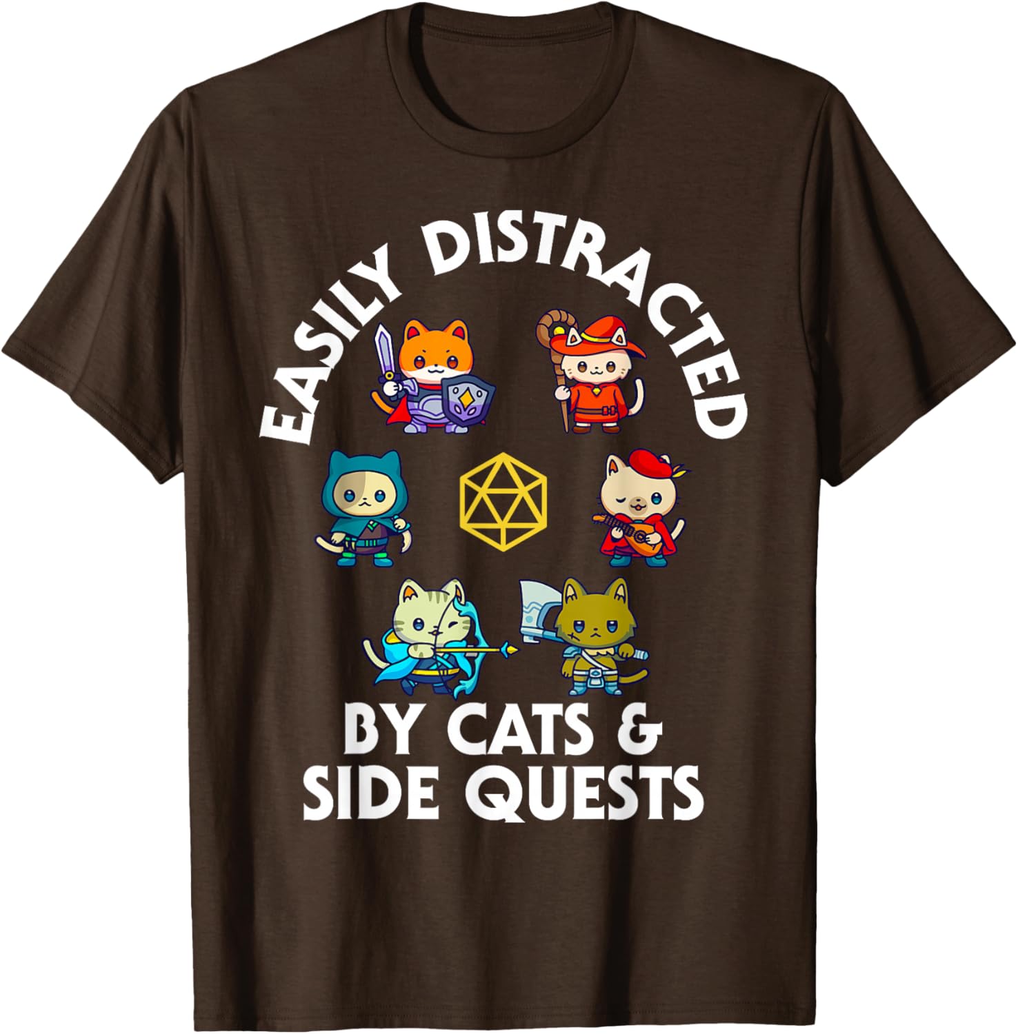 RPG Gamer Cats Side Quest Funny Nerd Cat Men Women Kids T-Shirt,Full ...