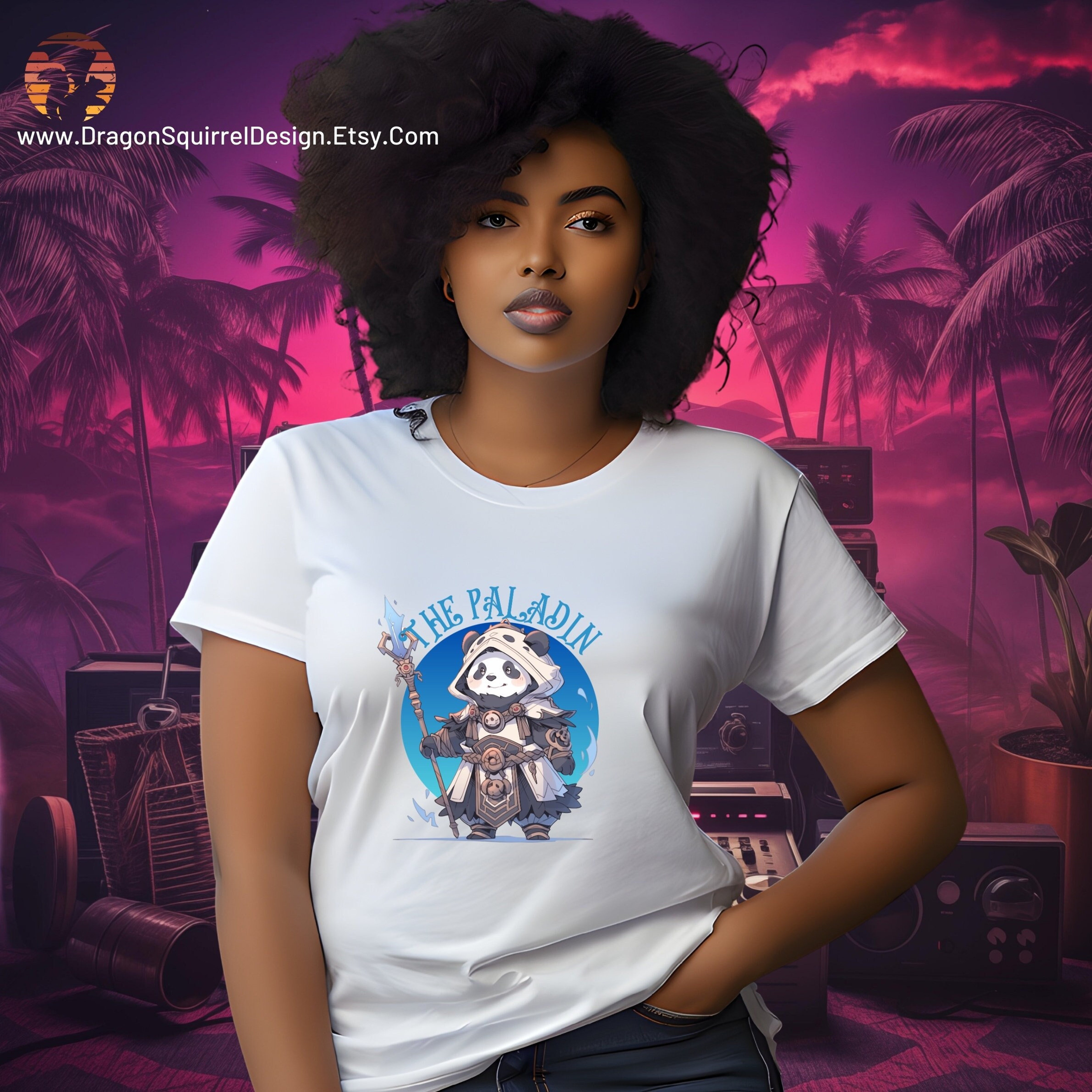 RPG Paladin Panda T-Shirt, Anime Panda Bear Player Class Shirt, D&D ...