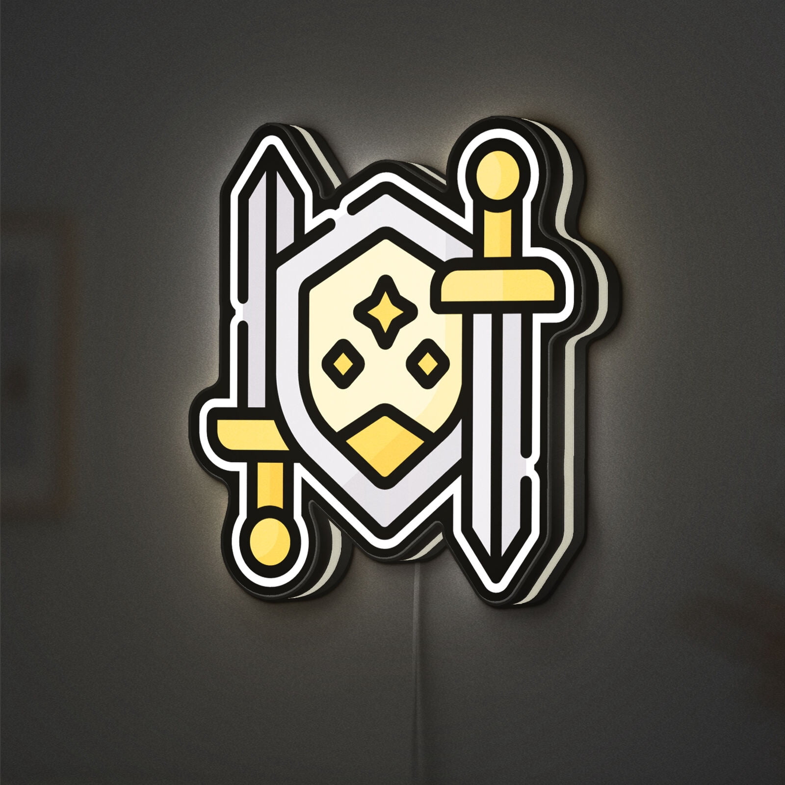 RPG Sword and Shield 3D Novelty Light Box for Game Rooms, Fantasy ...
