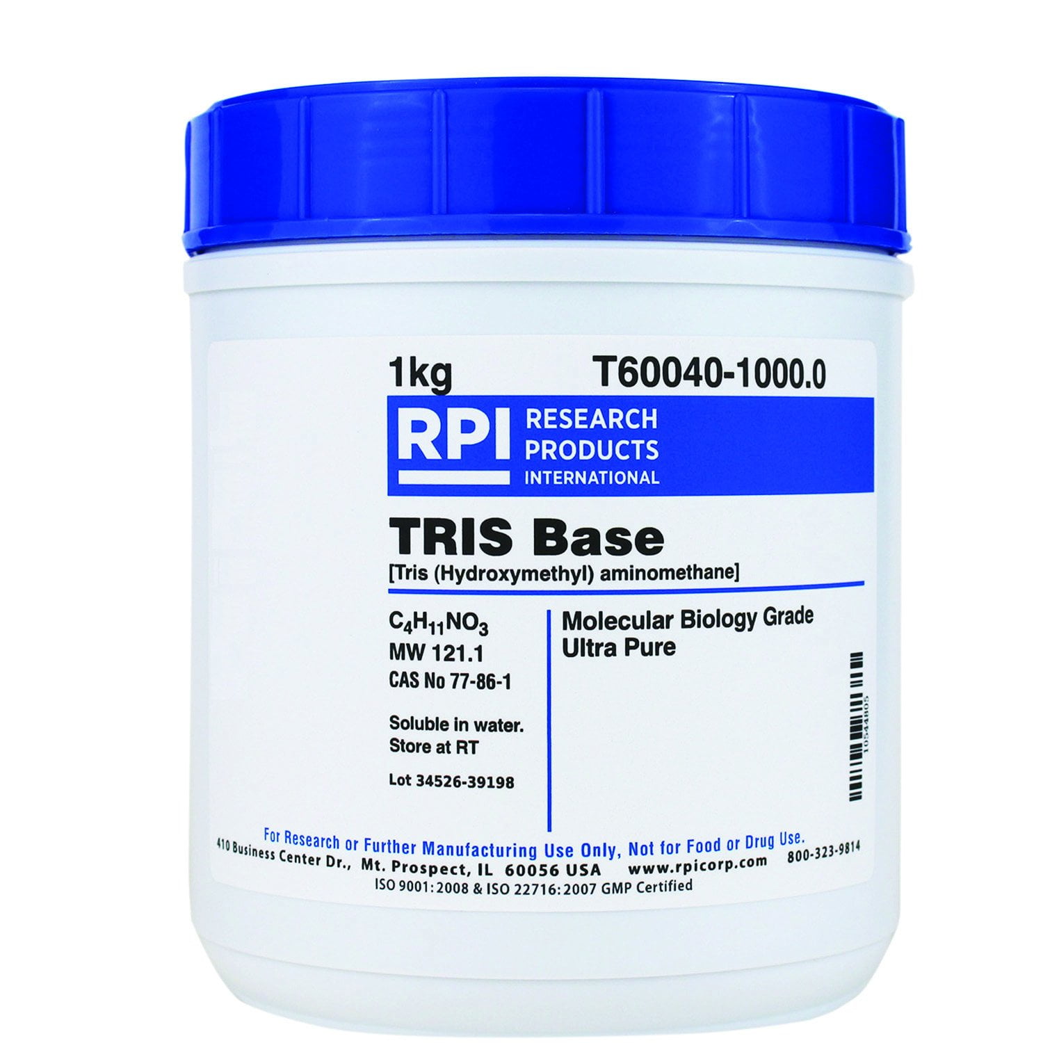 RPI TRIS Base Ultra Pure Powder, 1 Kilogram, Molecular Biology Grade ...
