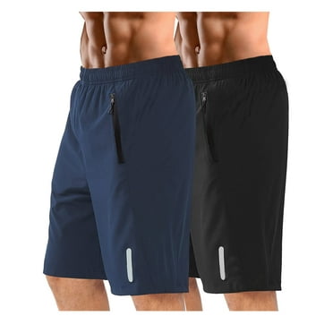 ProGo USA Men's Fleece Workout Shorts - Elastic Waist, Side Pockets ...