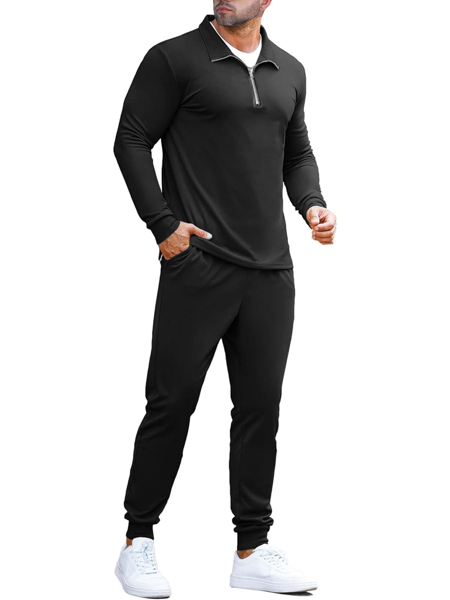 RPOVIG Men's Velvet Tracksuit Hoodie Drawstring Sweatsuit Sets Casual ...