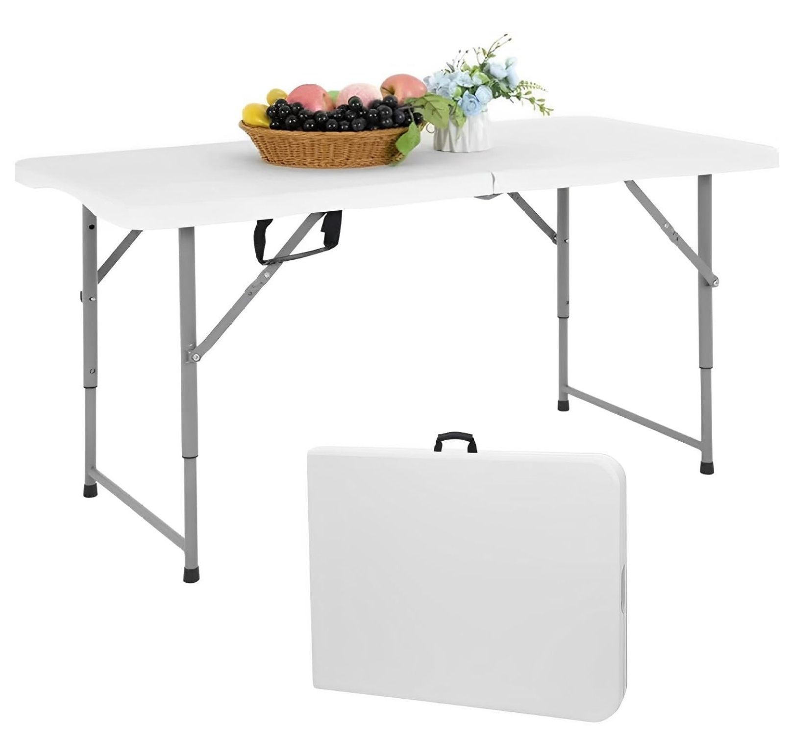 RPQZ Folding Table 4 Foot, Height Adjustable Folding Dining Table ...