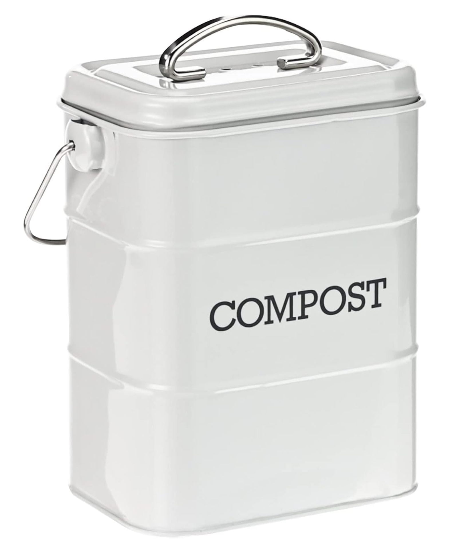 RPQZ Living Nostalgia Steel Compost Bin, 3 litres-French, Pale Grey ...