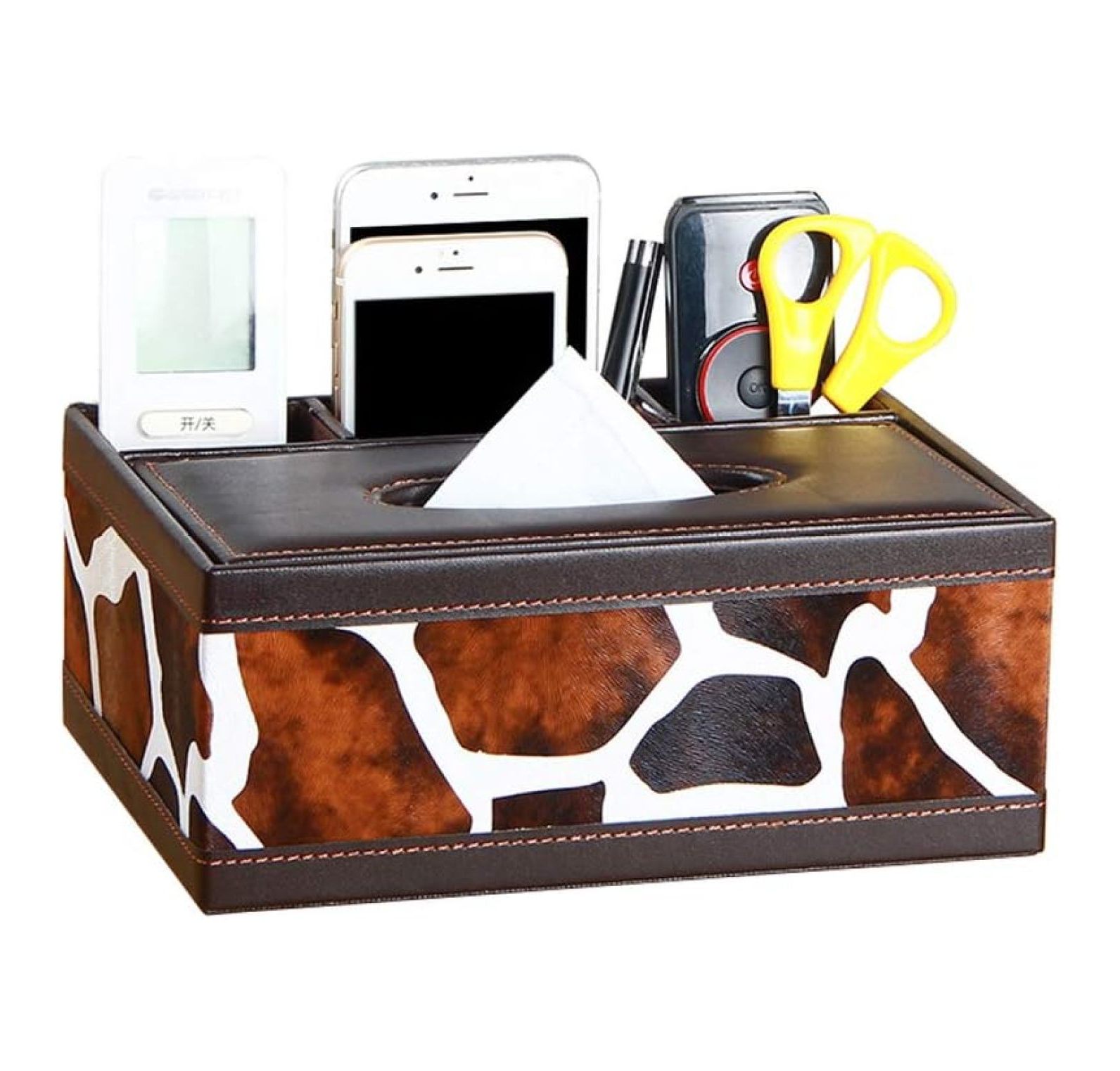 RPQZ Teapoy Controller Organizer & Tissue Box, PU Leather ...