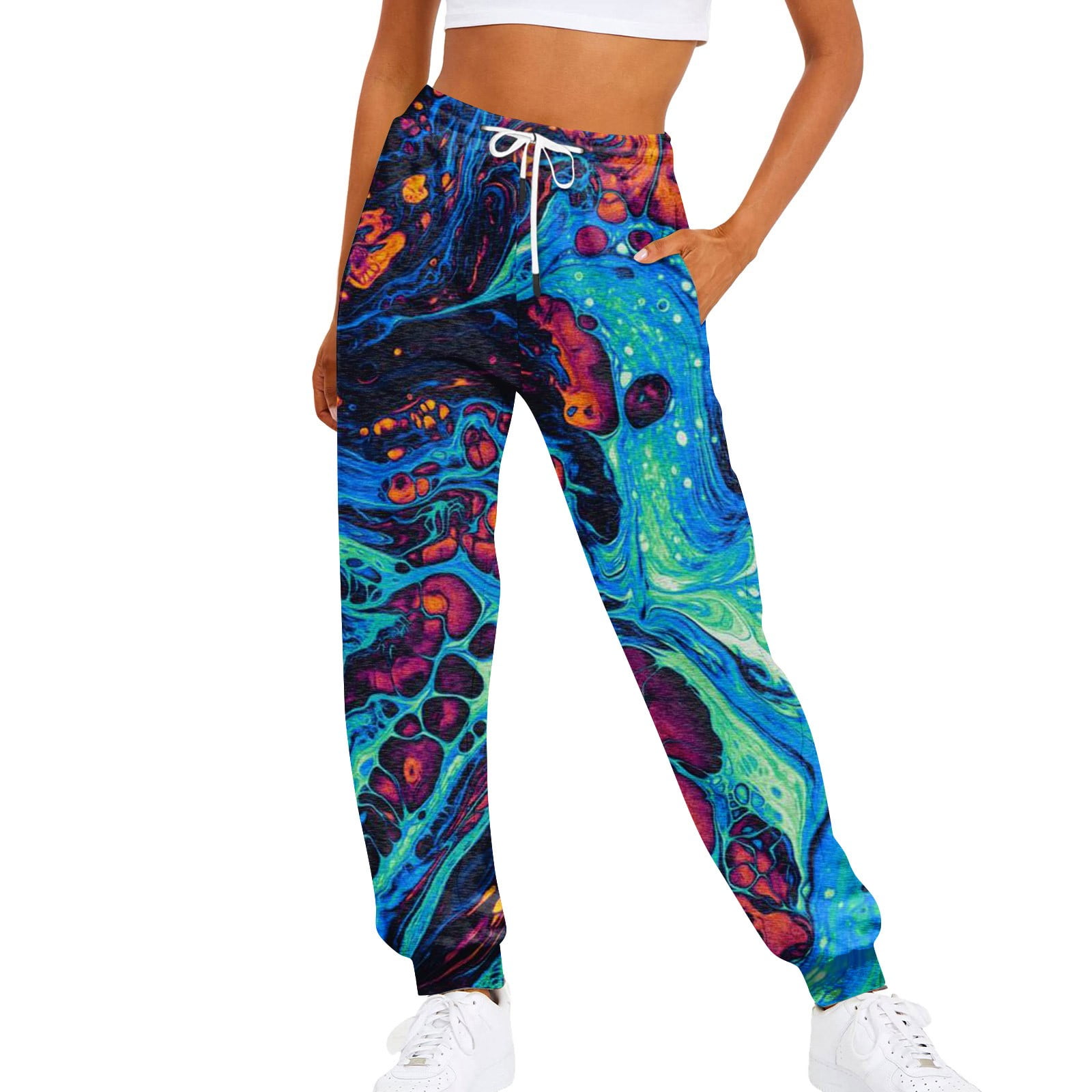RPVATI 2024 Sweatpants for Women Trendy Plaid Tie Dye High Waist Wide ...