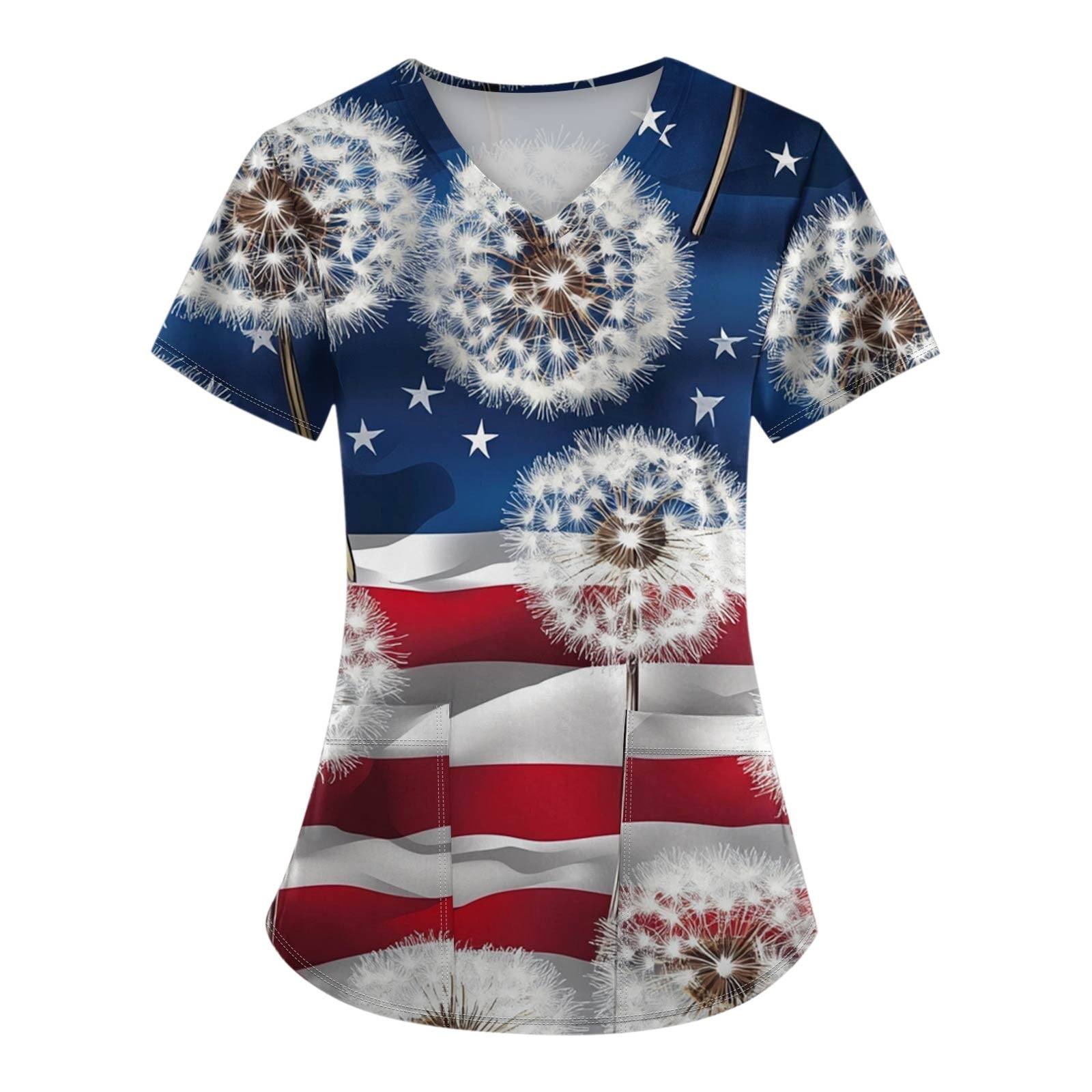 RPVATI 4Th of July Plus Size Scrubs for Women Stretch Independence Day ...