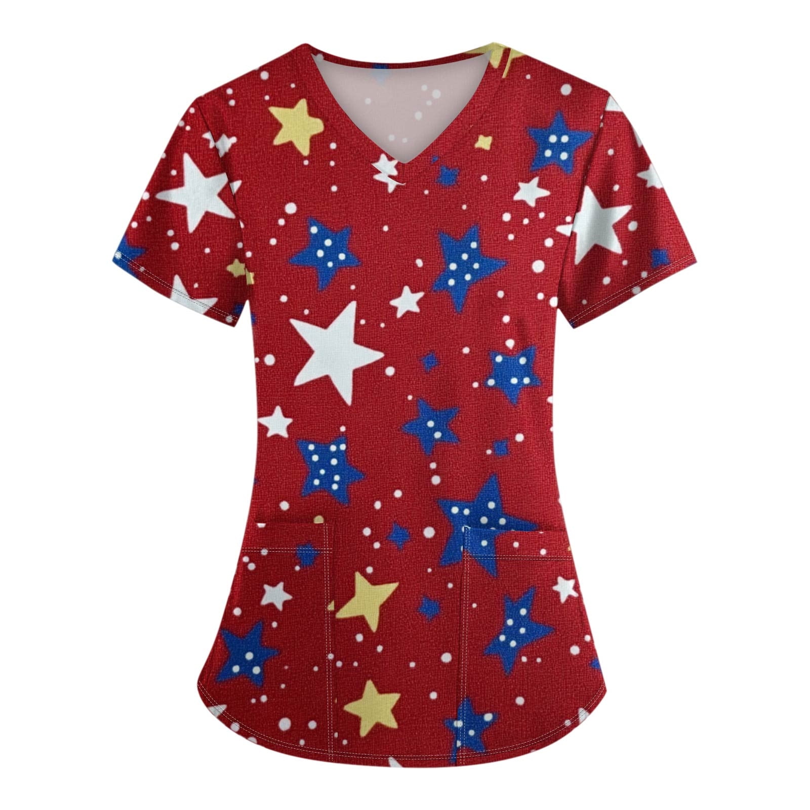 RPVATI 4Th of July Scrubs for Women Tops Plus Size Patriotic Short ...