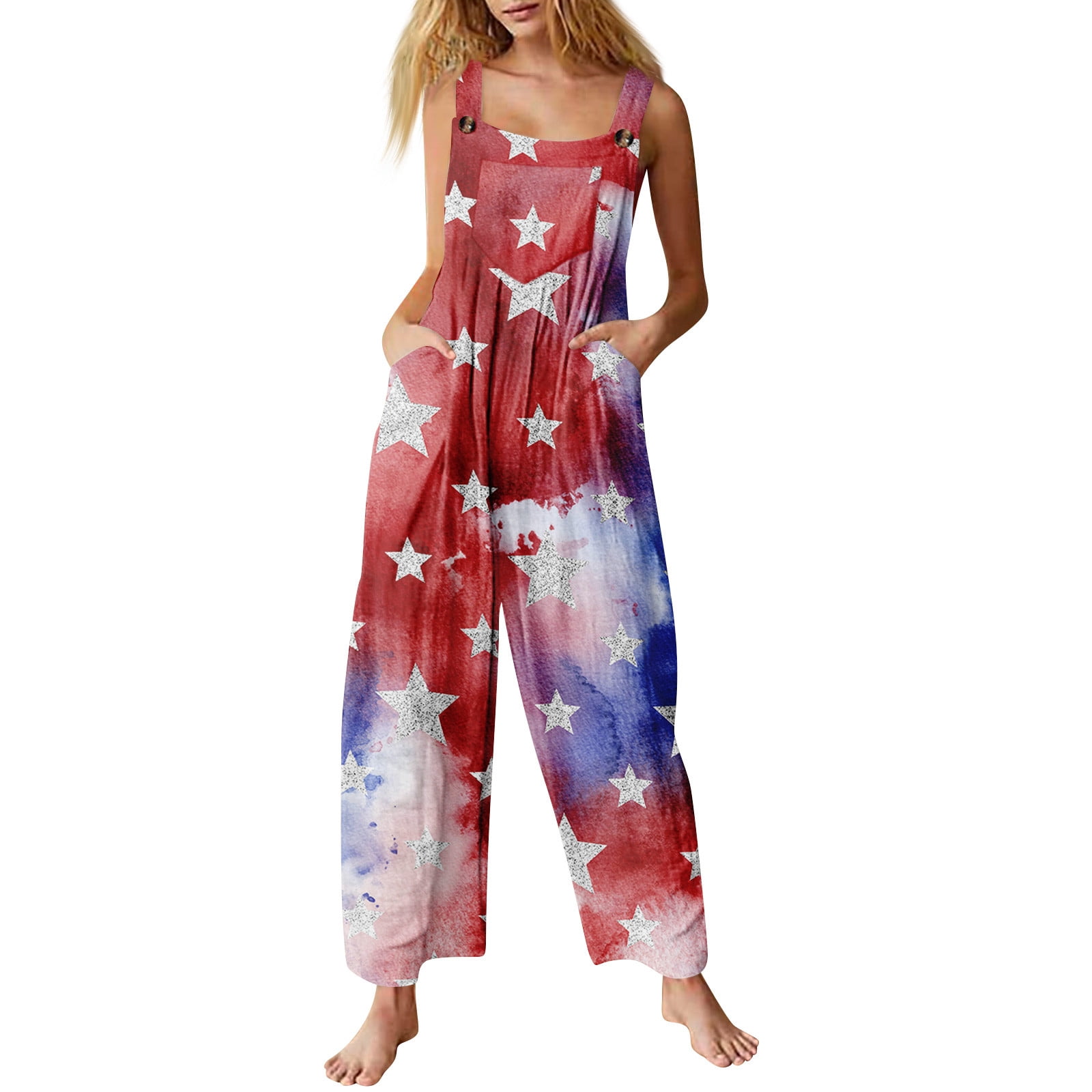 RPVATI 4th of July Blue Jumpsuit for Women Dressy Elegant Casual ...