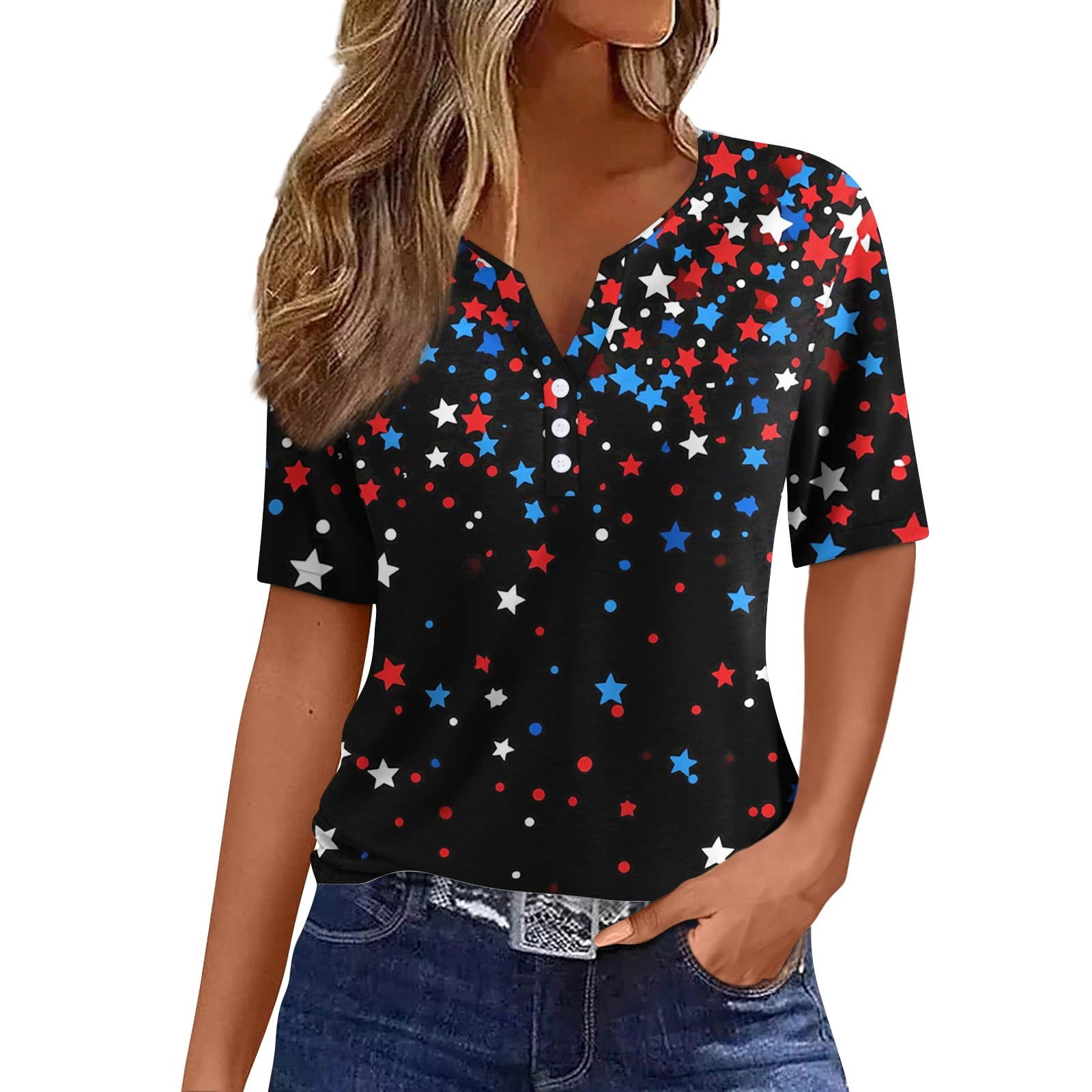 RPVATI 4th Of July Shirts for Women Casual Patriotic American Flag ...
