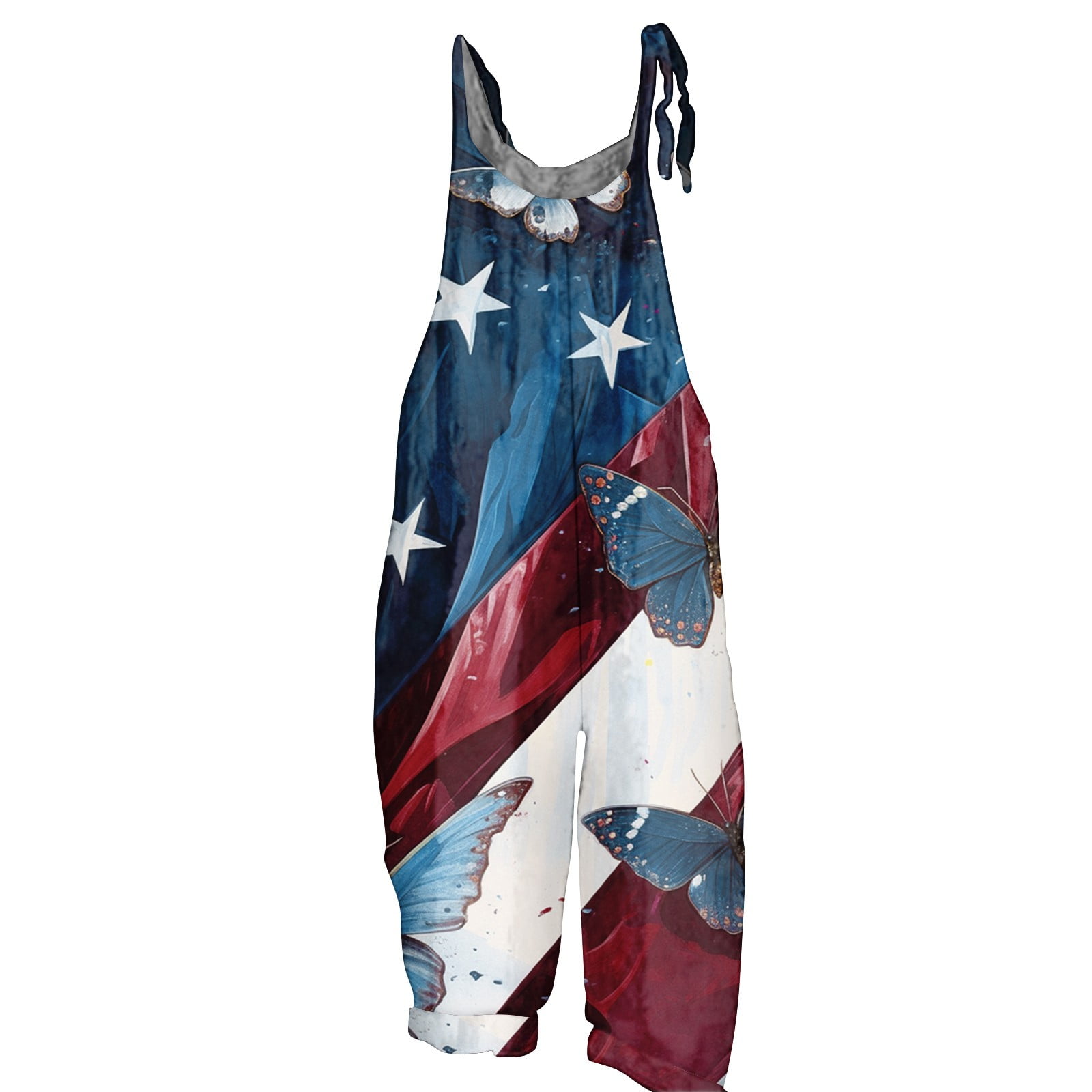RPVATI 4th of July Wide Leg Jumpsuit Sleeveless Summer American Flag ...