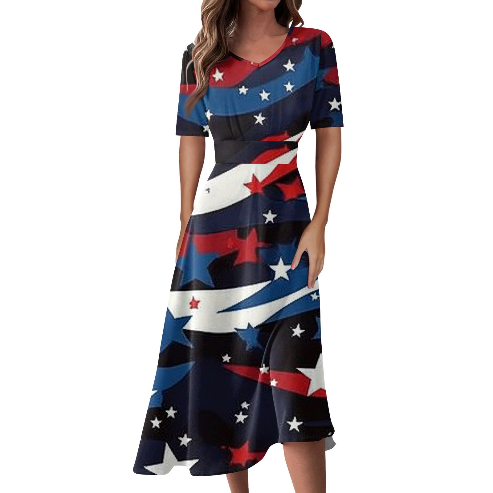 RPVATI 4th of July cotton summer dresses for women Casual Short Sleeve ...