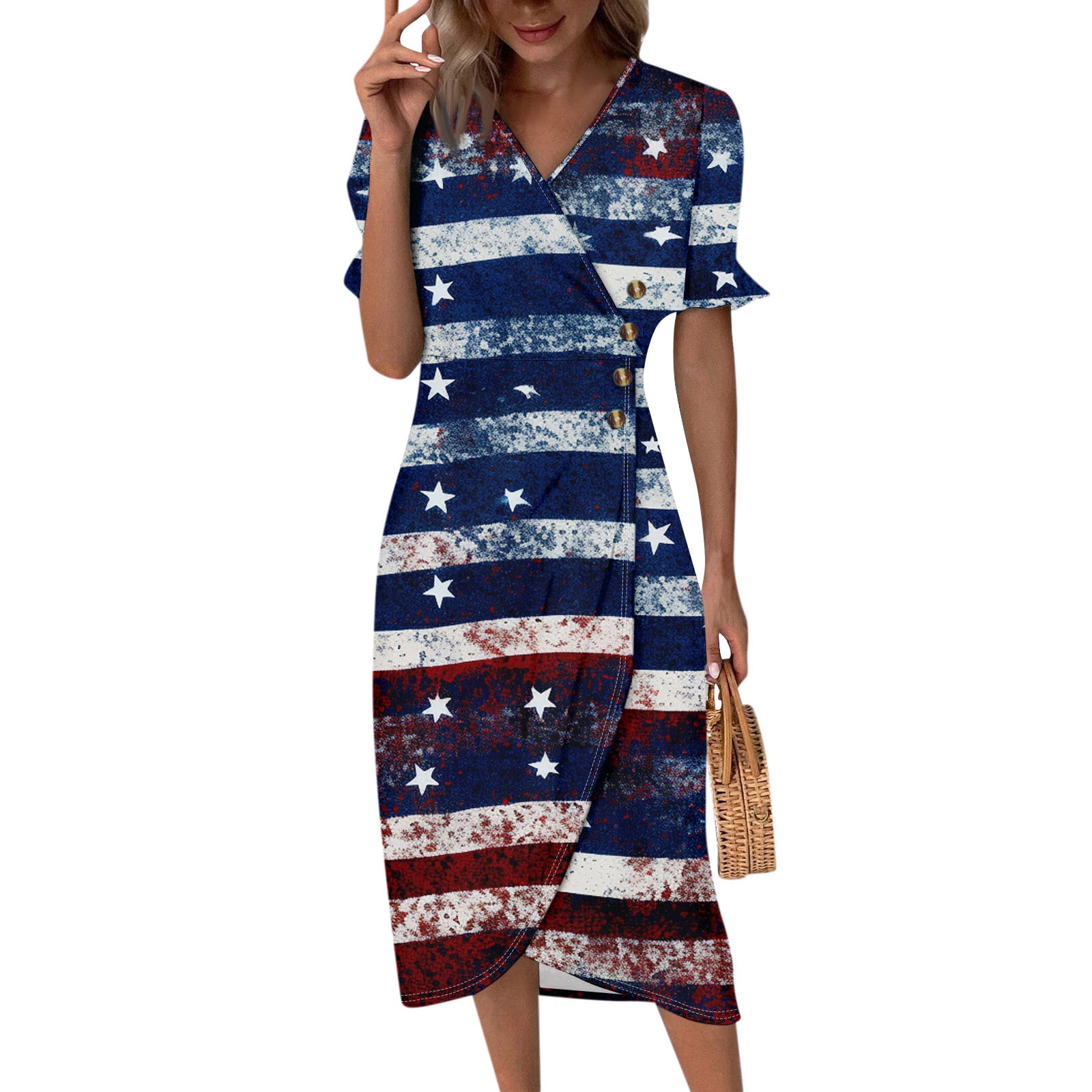 RPVATI 4th of July women cocktail dresses Casual Independence Day Short ...
