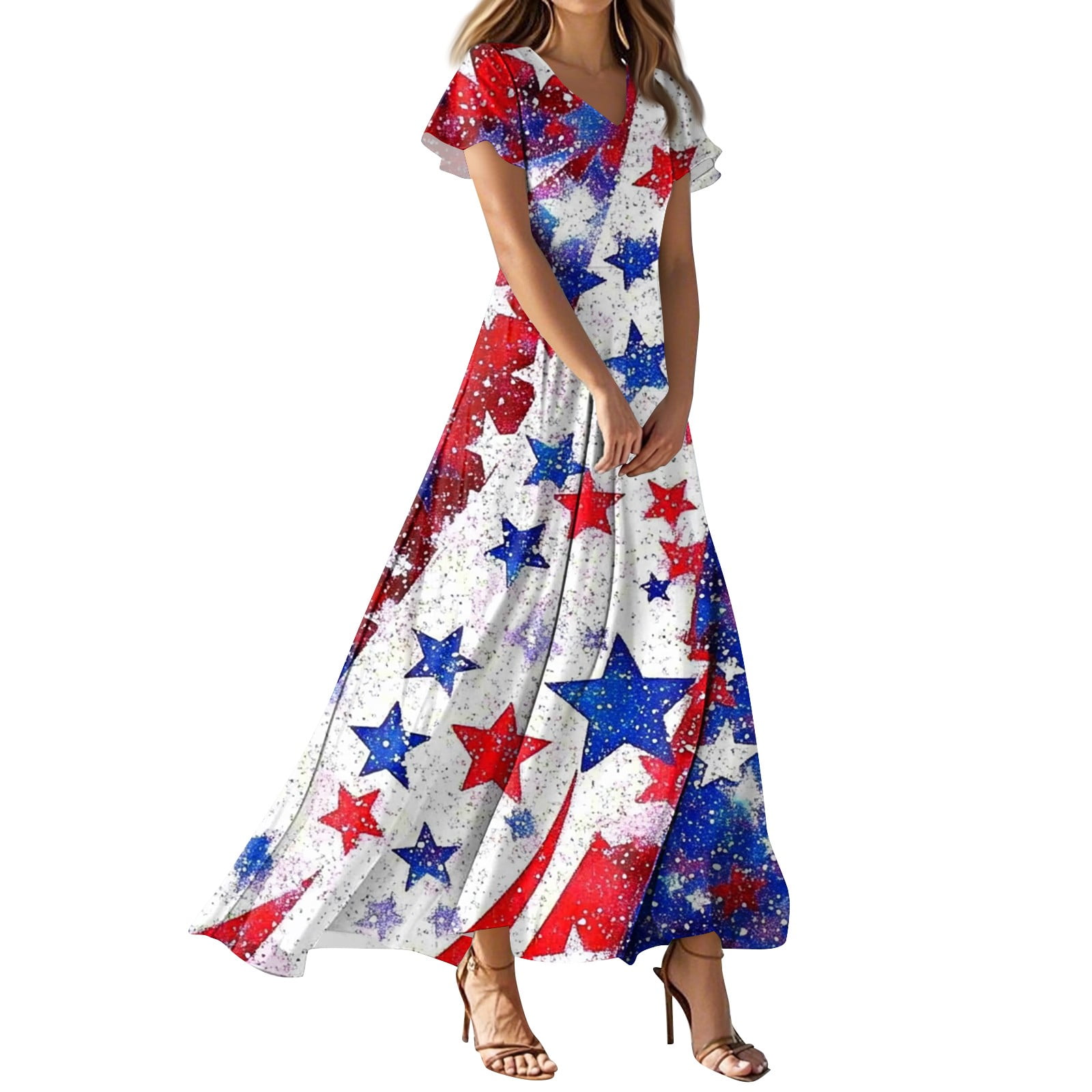 RPVATI 4th Of July Women’S Dresses Summer Patriotic Short Sleeve ...