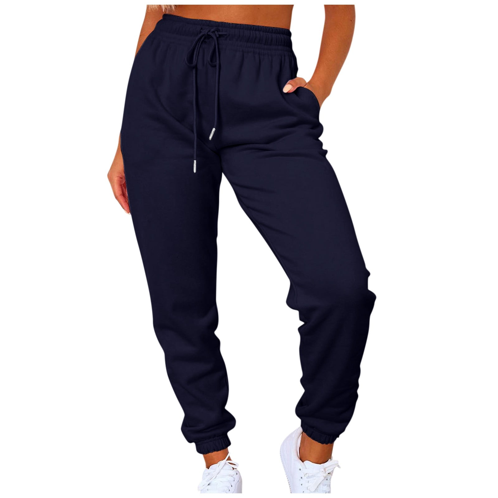 RPVATI Black Sweatpants Women With Pockets Fleece Loose Fit Baggy Pants ...