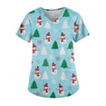Rpvati Christmas Print Women Scrubs Christmas Tree Print Workwear Nurse