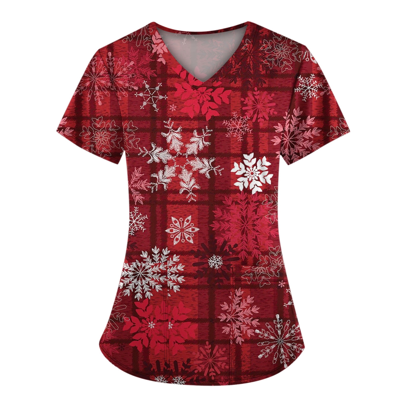 Rpvati Christmas Scrub Tops For Women Plus Size Christmas Snowflake