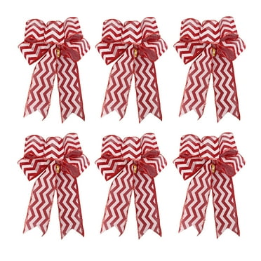 Red Christmas Ribbon Bows Tree Ornaments for Wreaths Decorations, 6 pcs ...