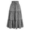 RPVATI Dark Gray Skirt for Women Summer High Waisted Floral Drawstring ...