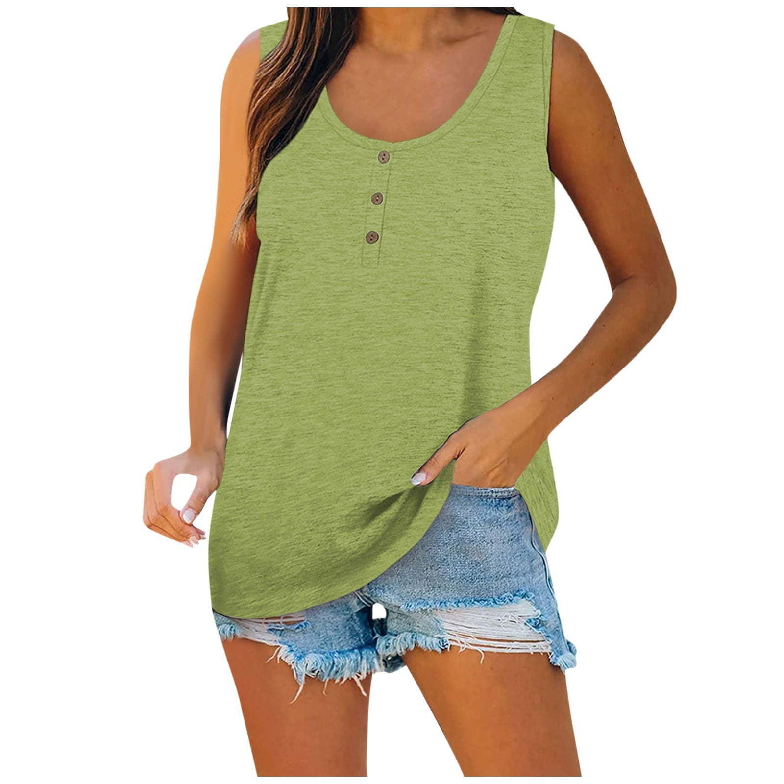 RPVATI Flowy Tank Tops for Women Athletic Henley Round Neck Plus Size T ...