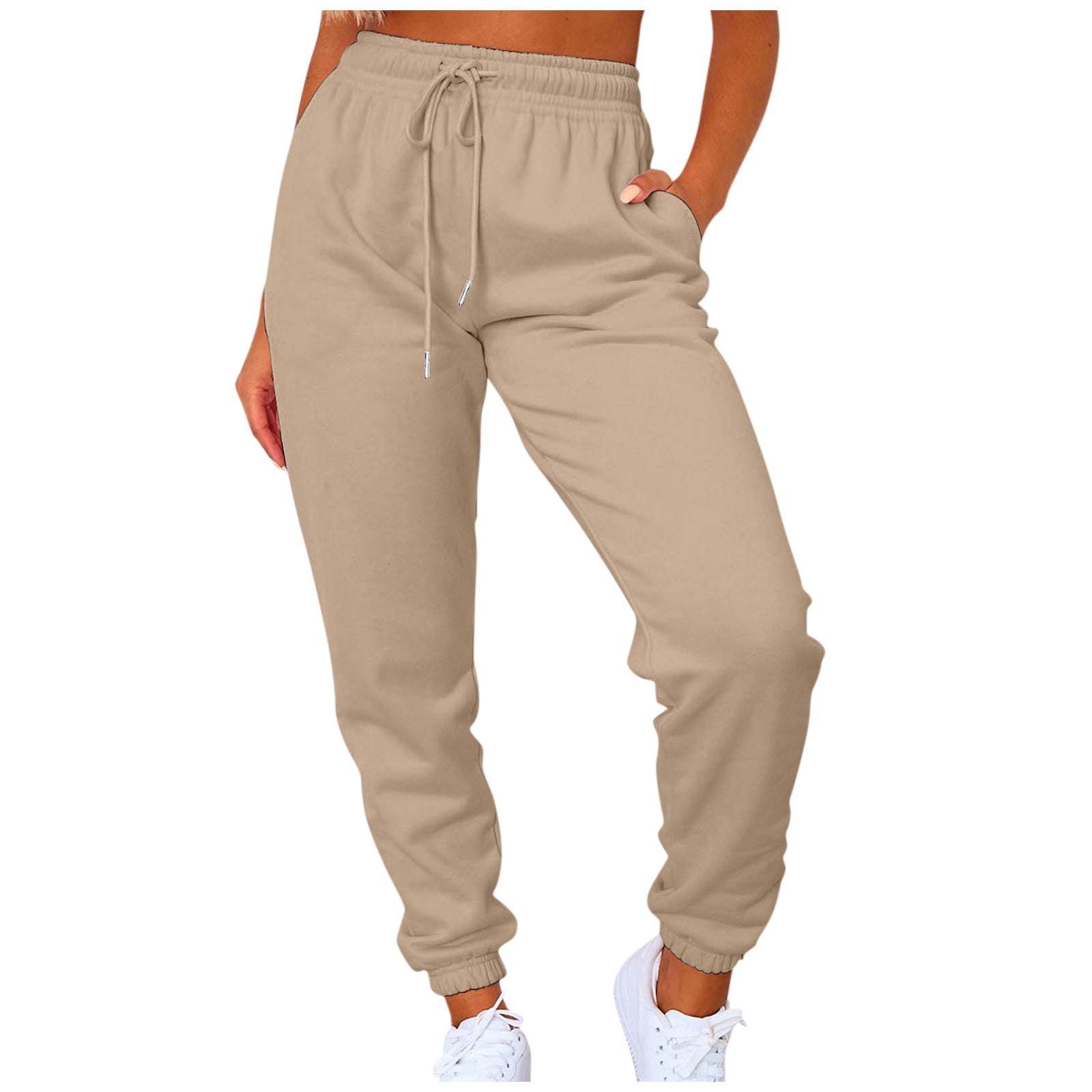 RPVATI Jogger Sweatpants for Women Solid Color Drawstring High Waist ...
