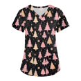 Rpvati Plus Size Christmas Scrub Top For Women Christmas Tree Print