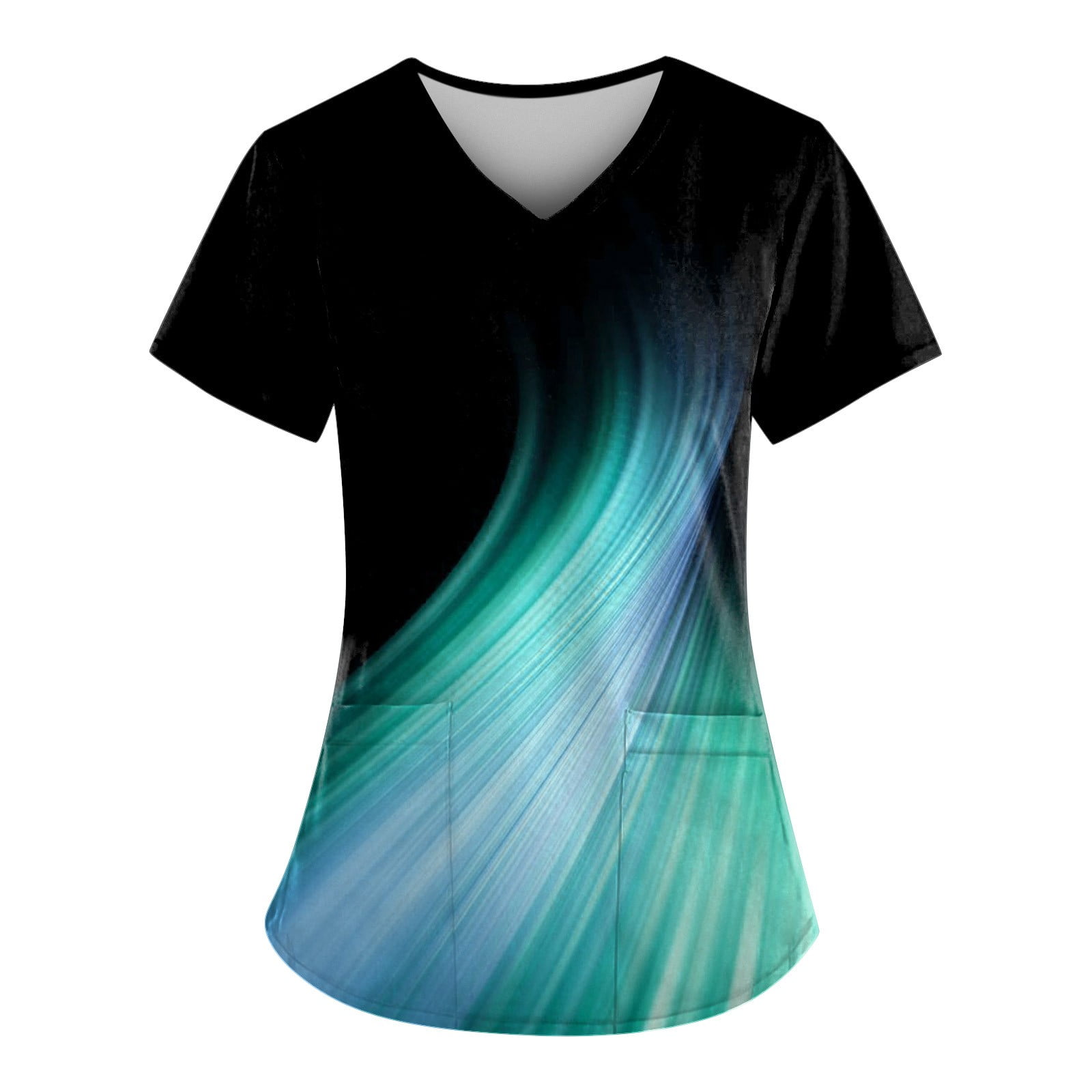 RPVATI Scrub Tops Women Stretchy Cute Solid Color Short Sleeve Summer V ...