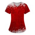Rpvati Scrubs For Women Tops Christmas Christmas Snowflake Print V Neck