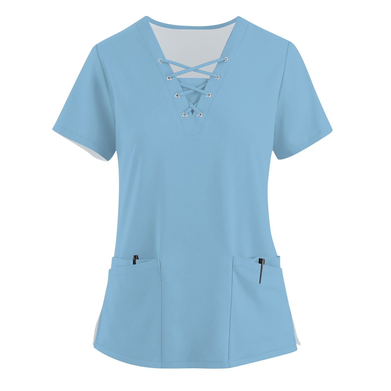 Rpvati Scrubs For Women Tops Sexy Cute Solid Color Short Sleeve Summer