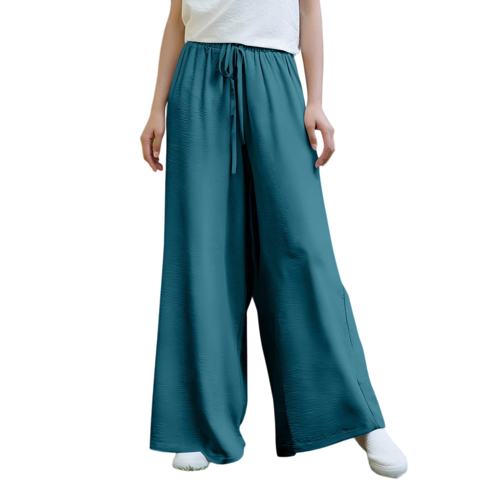 RPVATI Summer Outfits Flowy Palazzo Pants for Women 2025 High Waisted Wide Leg Beach Casual ...