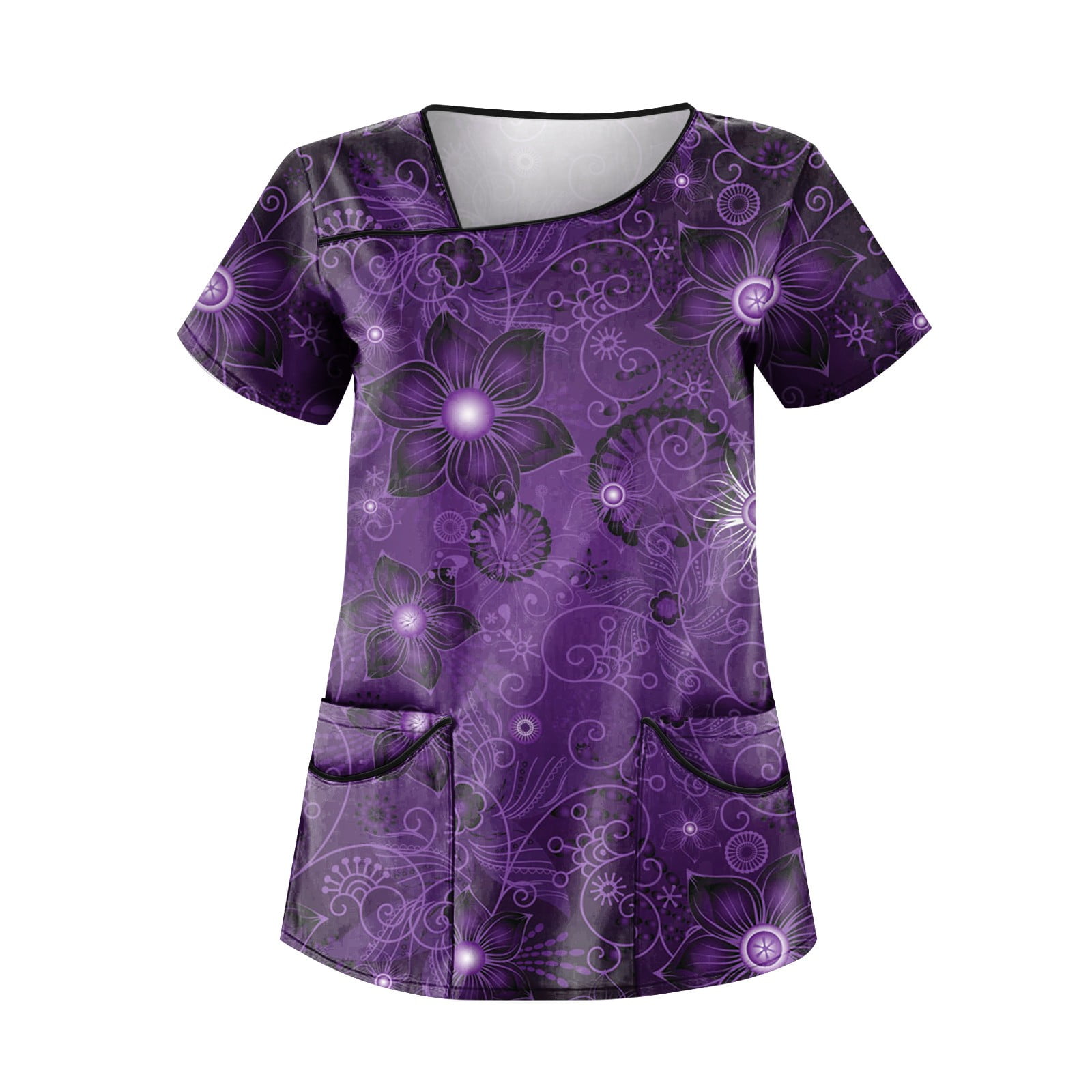 Rpvati Women Graphic Scrub Tops Work Loose Fit T Shirts V Neck Workwear