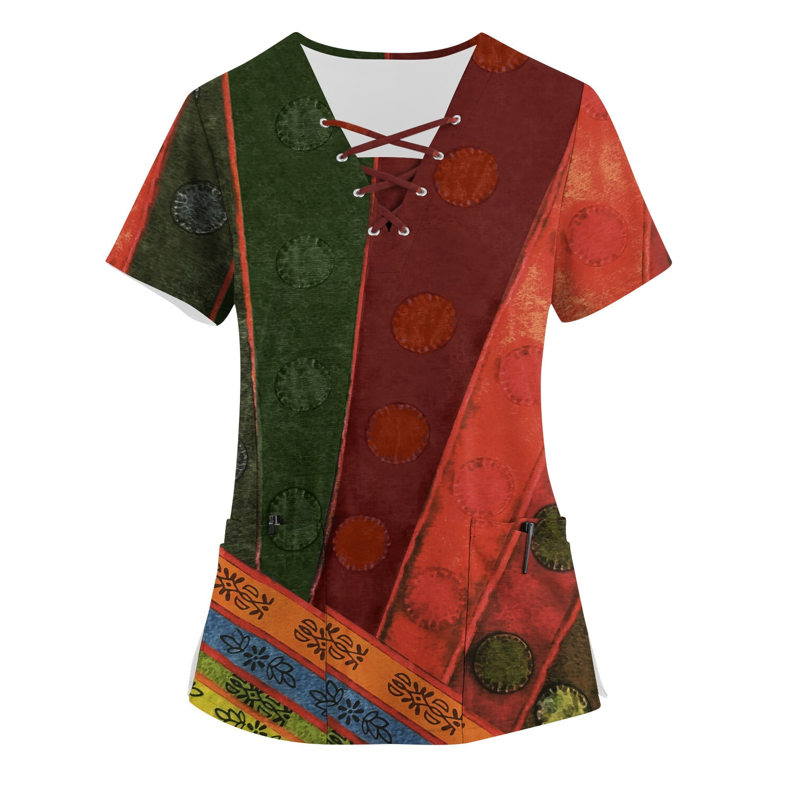 Rpvati Women Western Scrub Tops Casual V Neck Shirts Short Sleeve