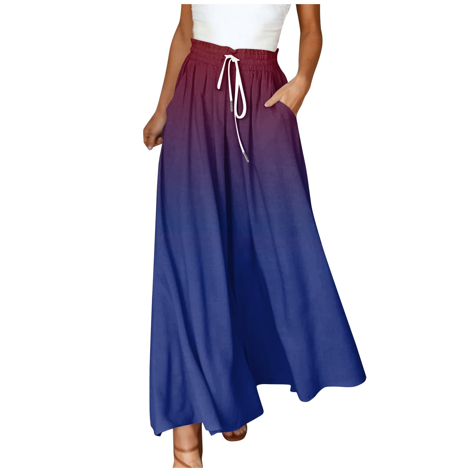 RPVATI Women's 2025 Summer Wide Leg Palazzo Pants High Waisted Flowy Pockets Trendy Casual ...