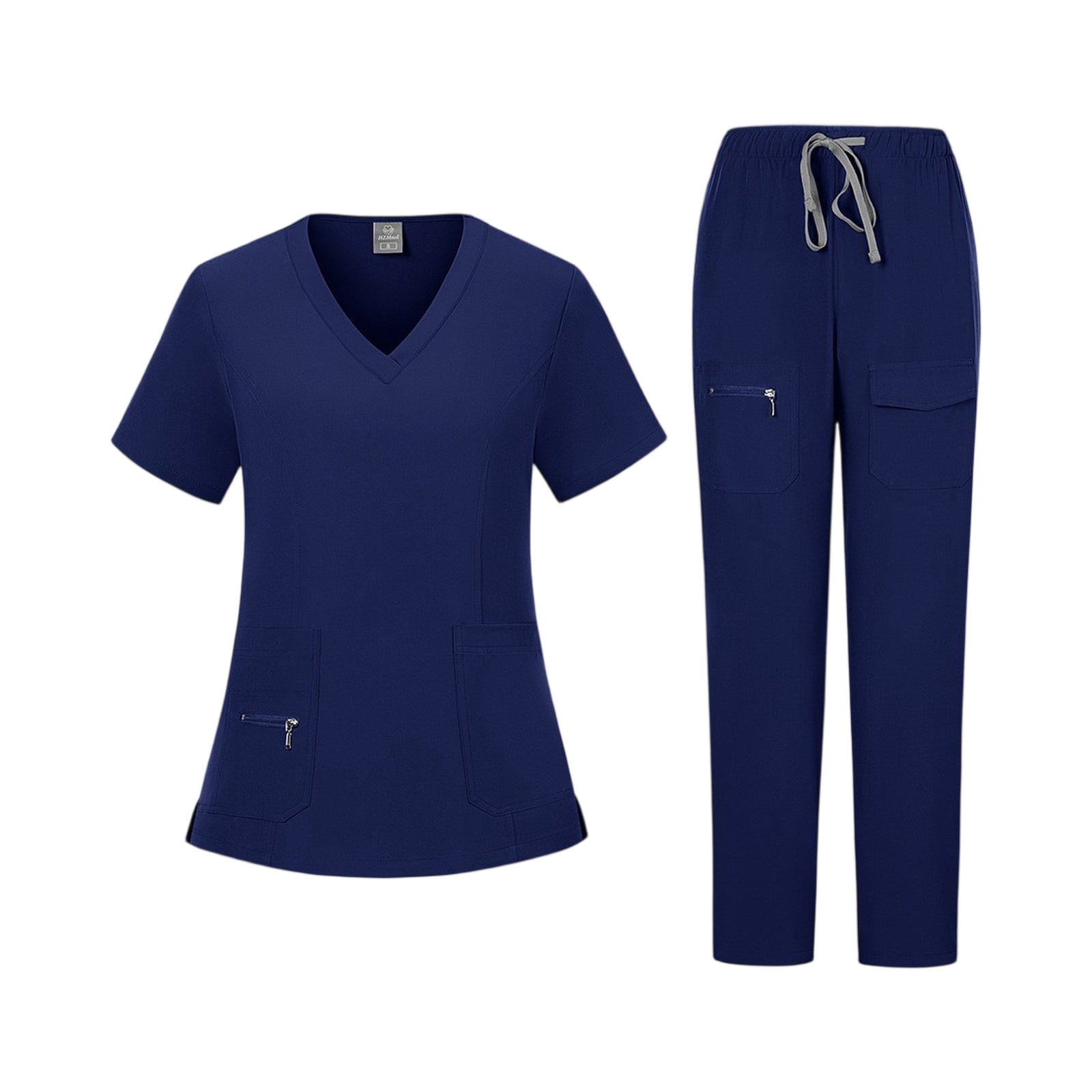 RPVATI Women's Scrubs Set Workwear Nurse Uniform 4 Way Stretch Short ...