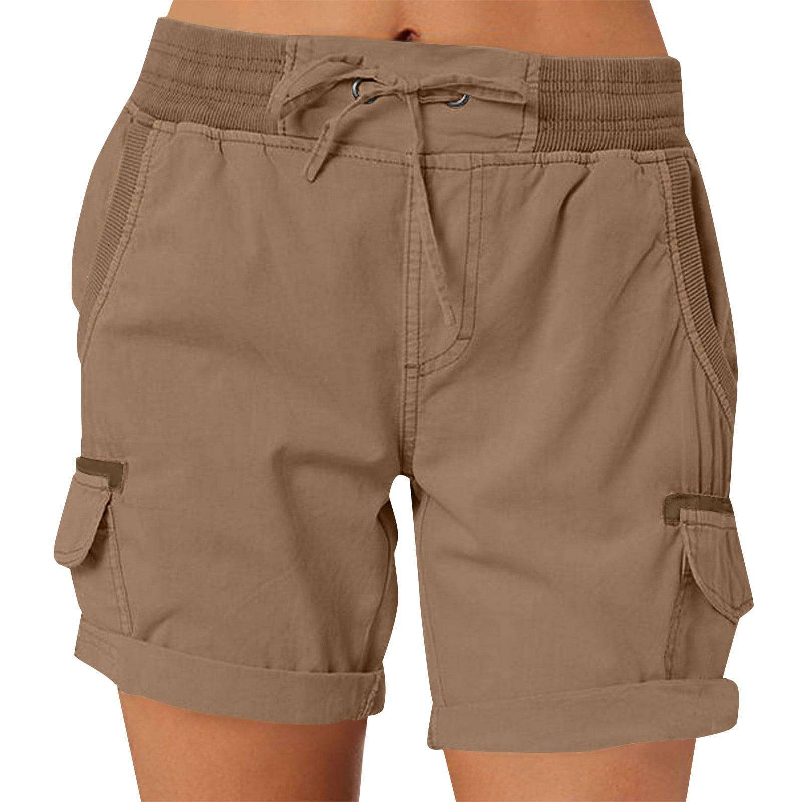 RPVATI Cotton Cargo Shorts for Women 2025 Drawstring Elastic High ...