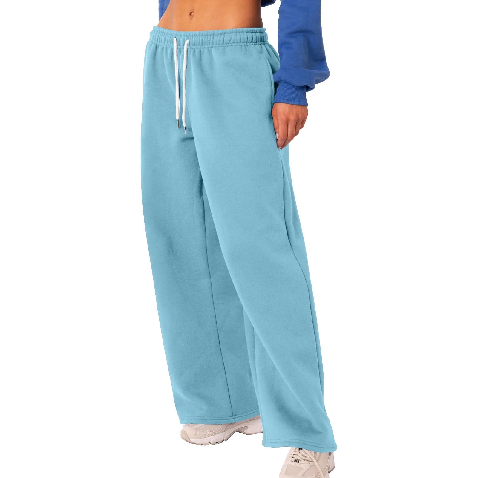 Rpvati Womens Black Sweatpants With Pockets High Waist Elastic Waist
