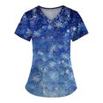 Rpvati Womens Christmas Scrub Top Christmas Snowflake Print Workwear