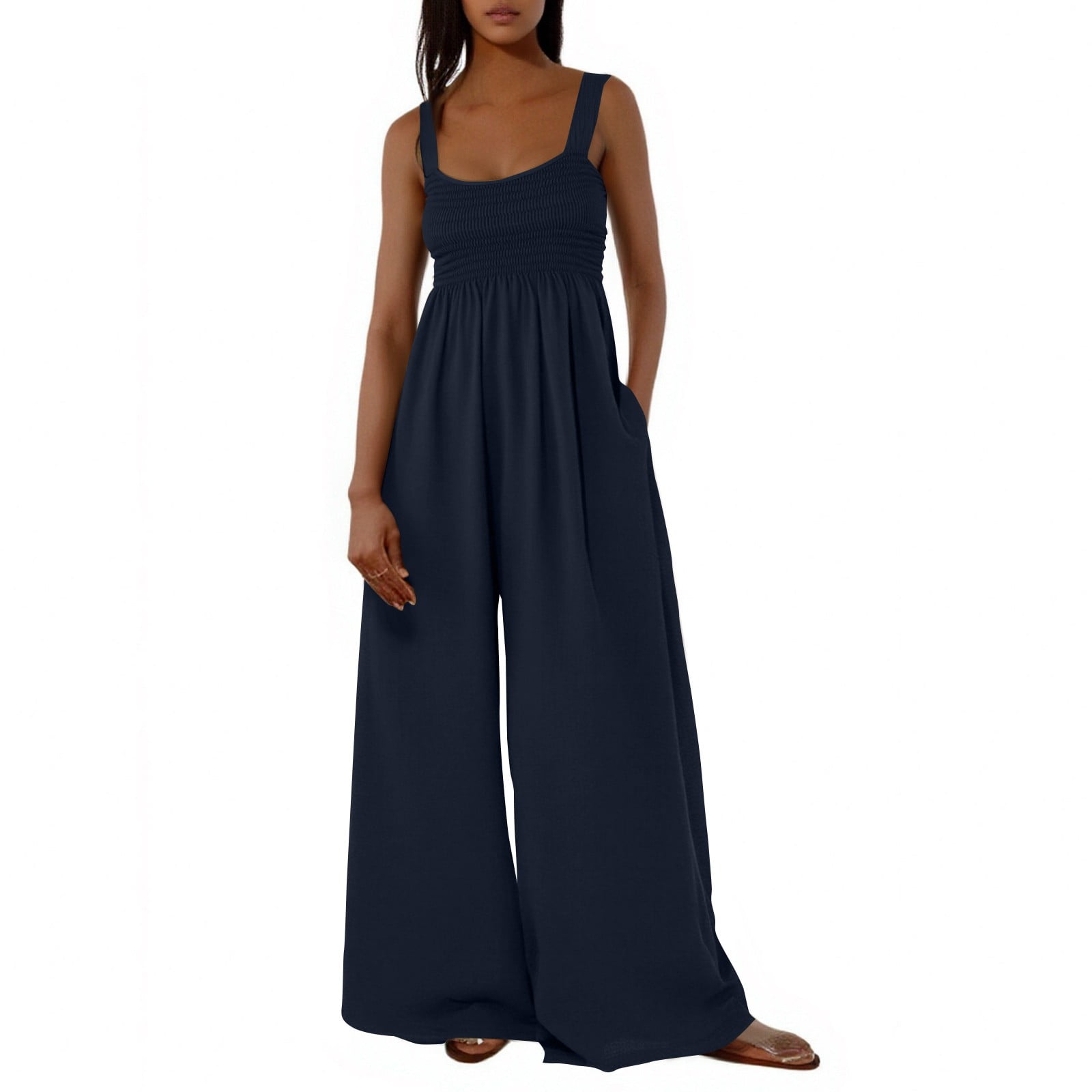 RPVATI Womens Jumpsuits Casual Jumpers Summer Rompers Sleeveless Loose ...