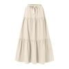 RPVATI Womens Long Skirt Linen Drawstring Summer Elastic Waist Midi ...