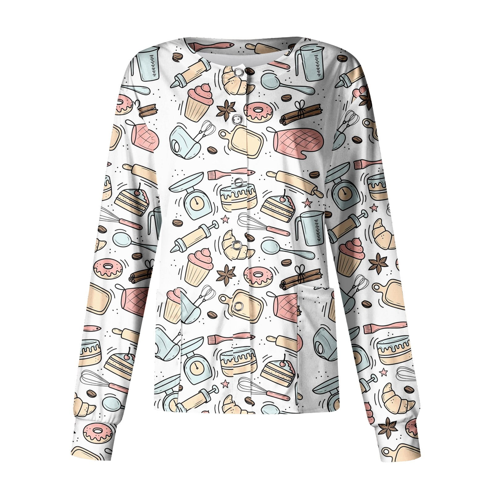 Rpvati Womens Loose Fit Scrub Tops Funny Button Down Collar Tee Shirts