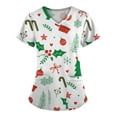 Rpvati Womens Nurse Scrubs Christmas Christmas Print Workwear Nursing
