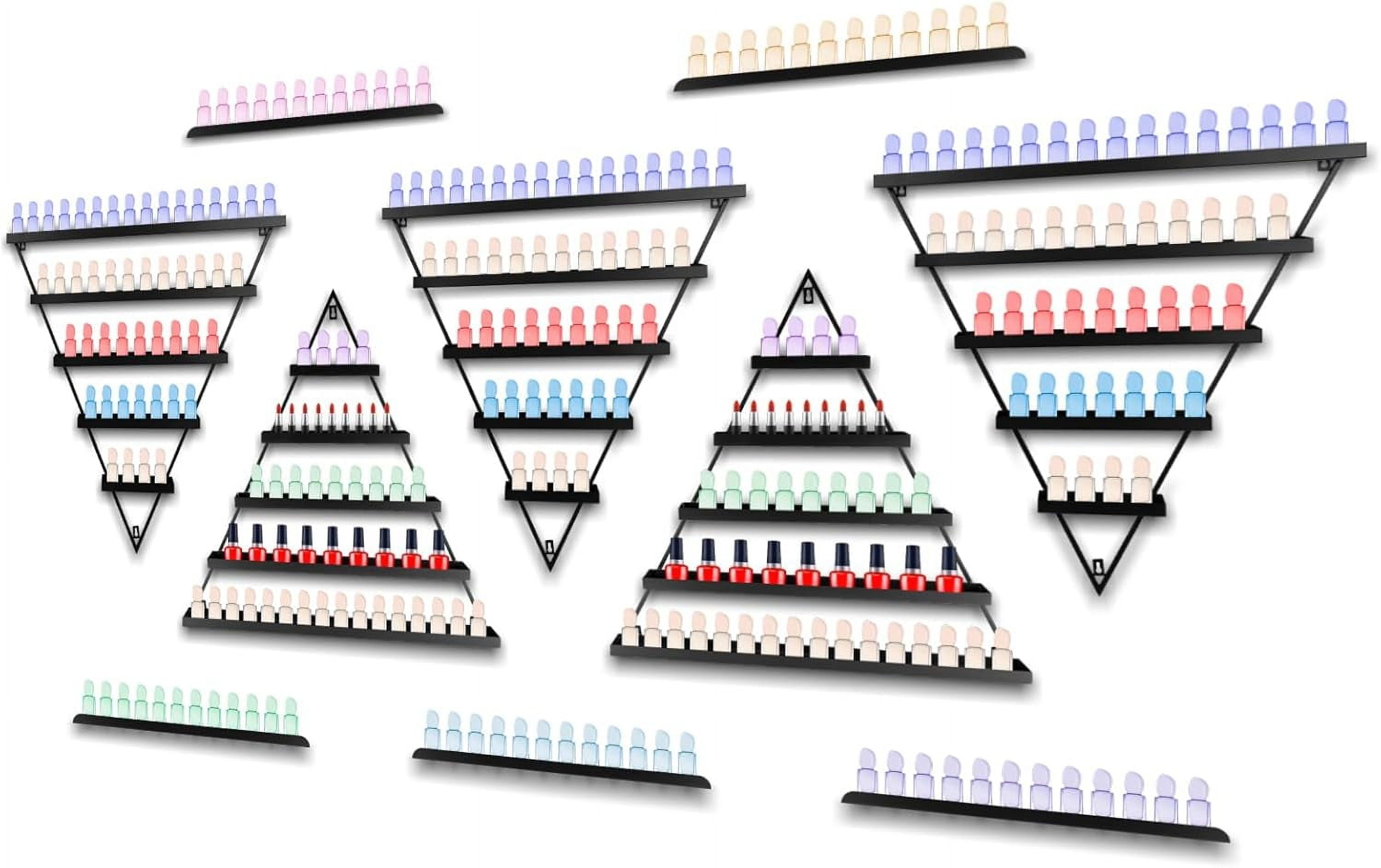 RQR 10PCS Metal Wall Mounted Nail Polish Storage Racks, 5 Tier Triangle ...