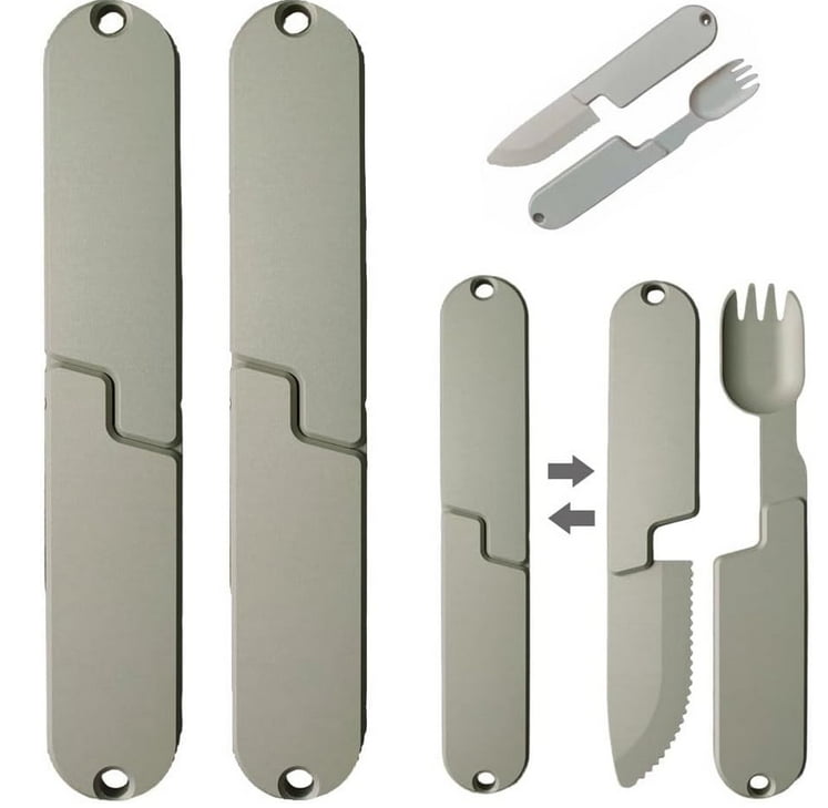 RQYQTE Camping Eating Utensils Set, Compact Magnetic Survival Eating ...