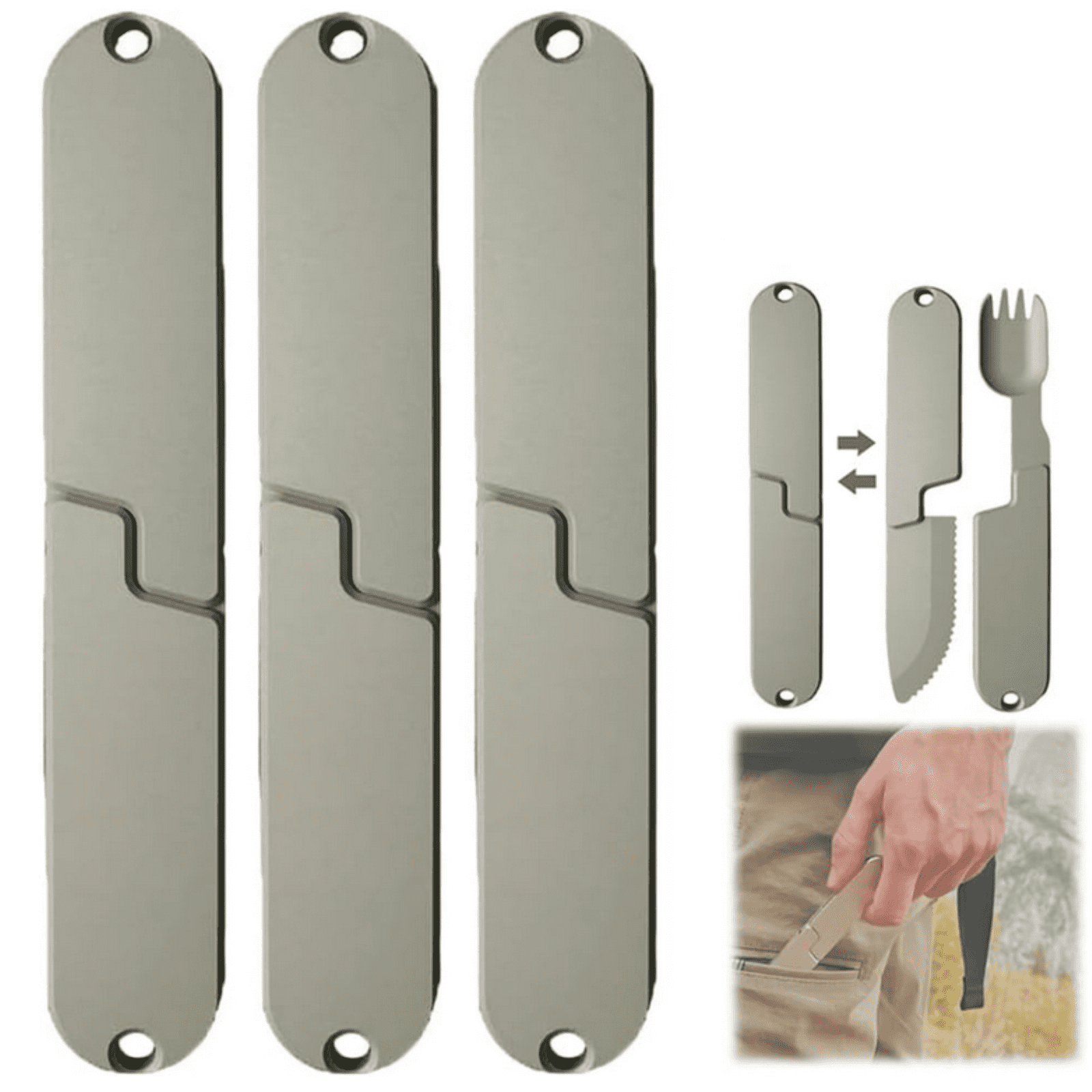 RQYQTE Camping Eating Utensils Set, Kopak Utensil Set, 2 in 1 Camping ...