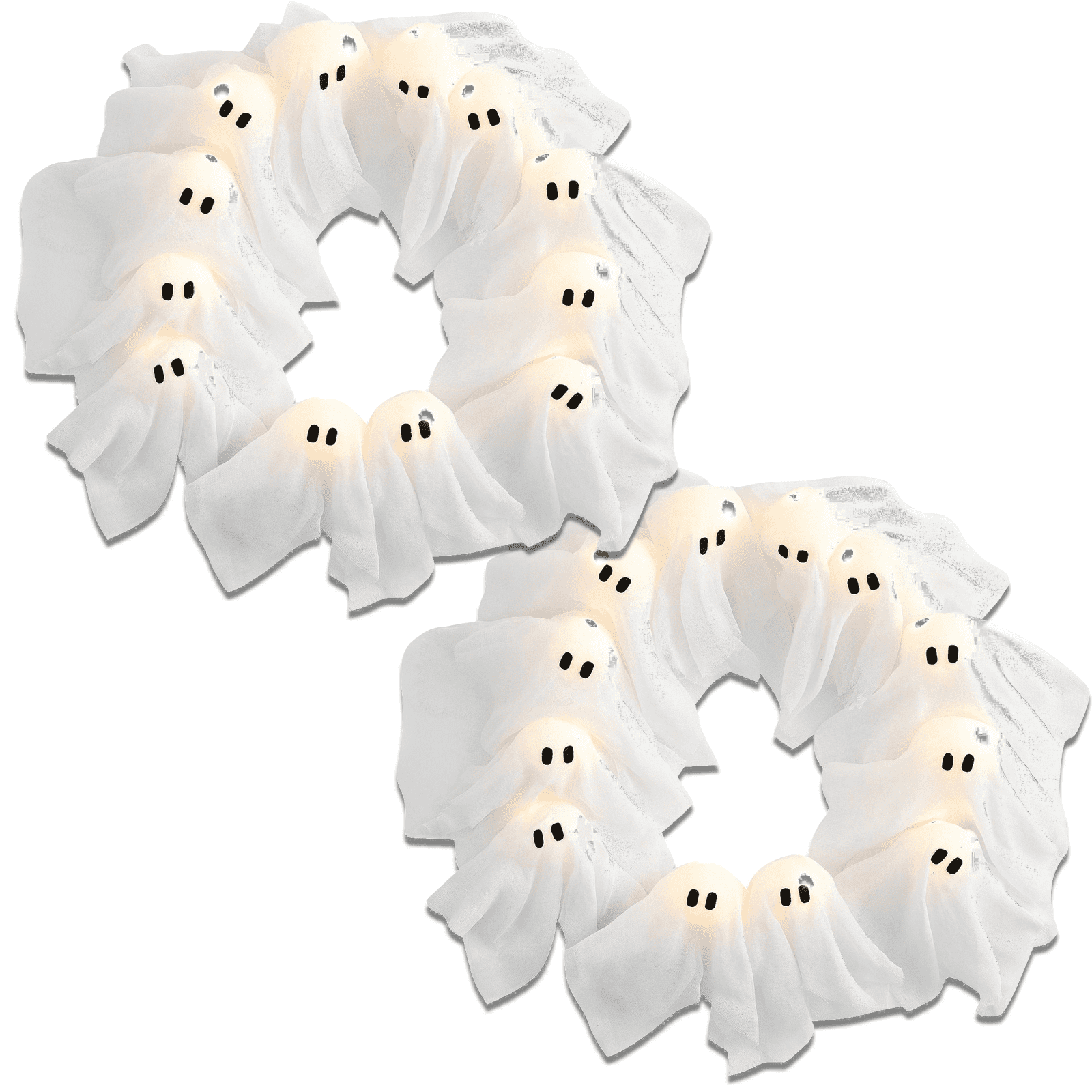 RQYQTE DIY Ghost Wreath, Halloween DIY Lit Ghosts Door Wreath, LED ...