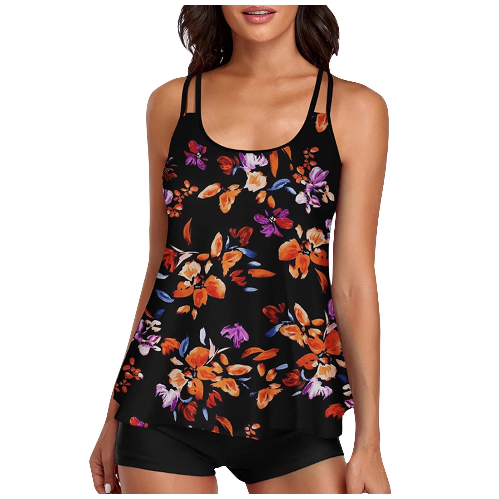 Rqyyd 2024 Two Piece Womens Tankini Swimsuits Modest Tankini Bathing