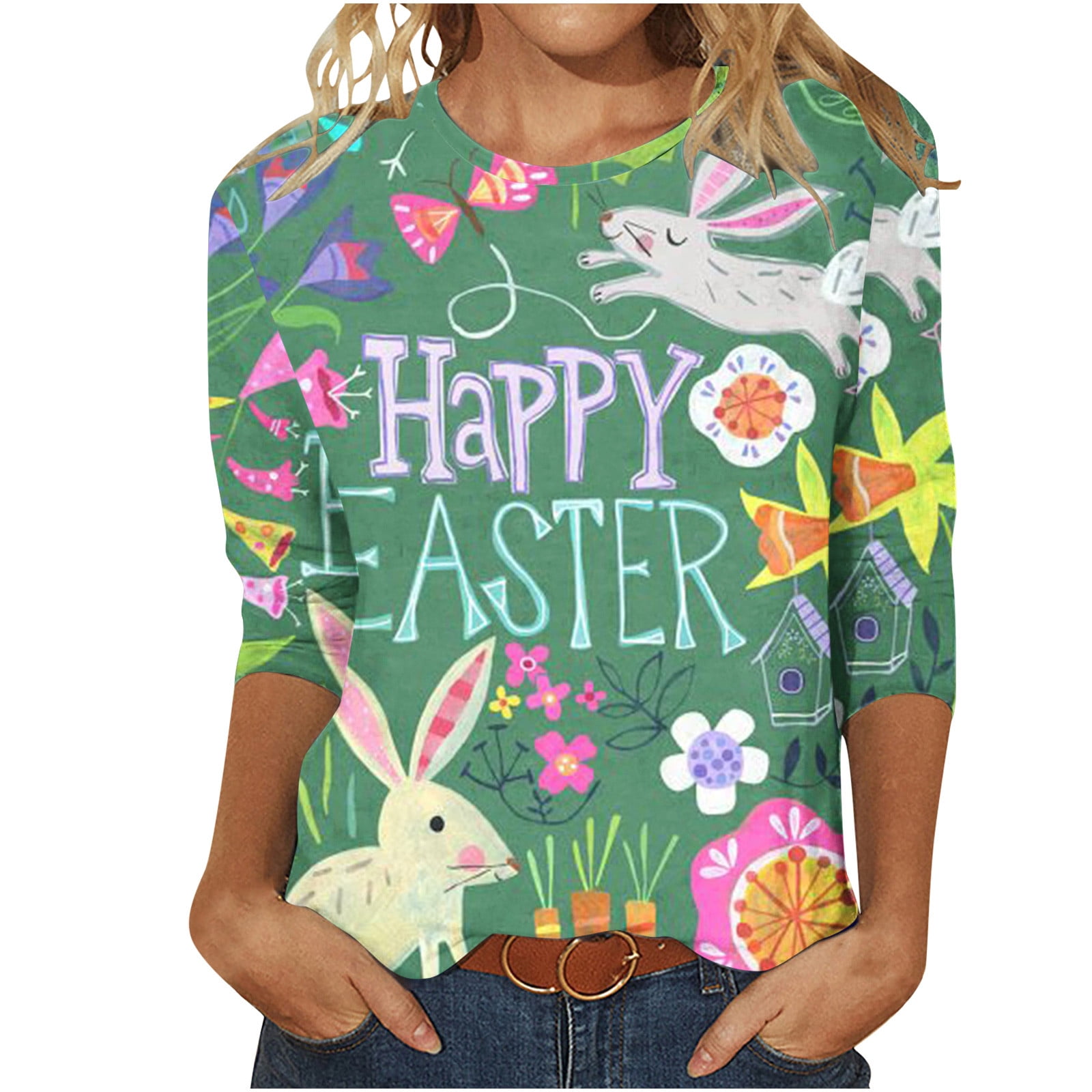 RQYYD Reduced Happy Easter Day Shirts for Women Cute Bunny Eggs Graphic ...