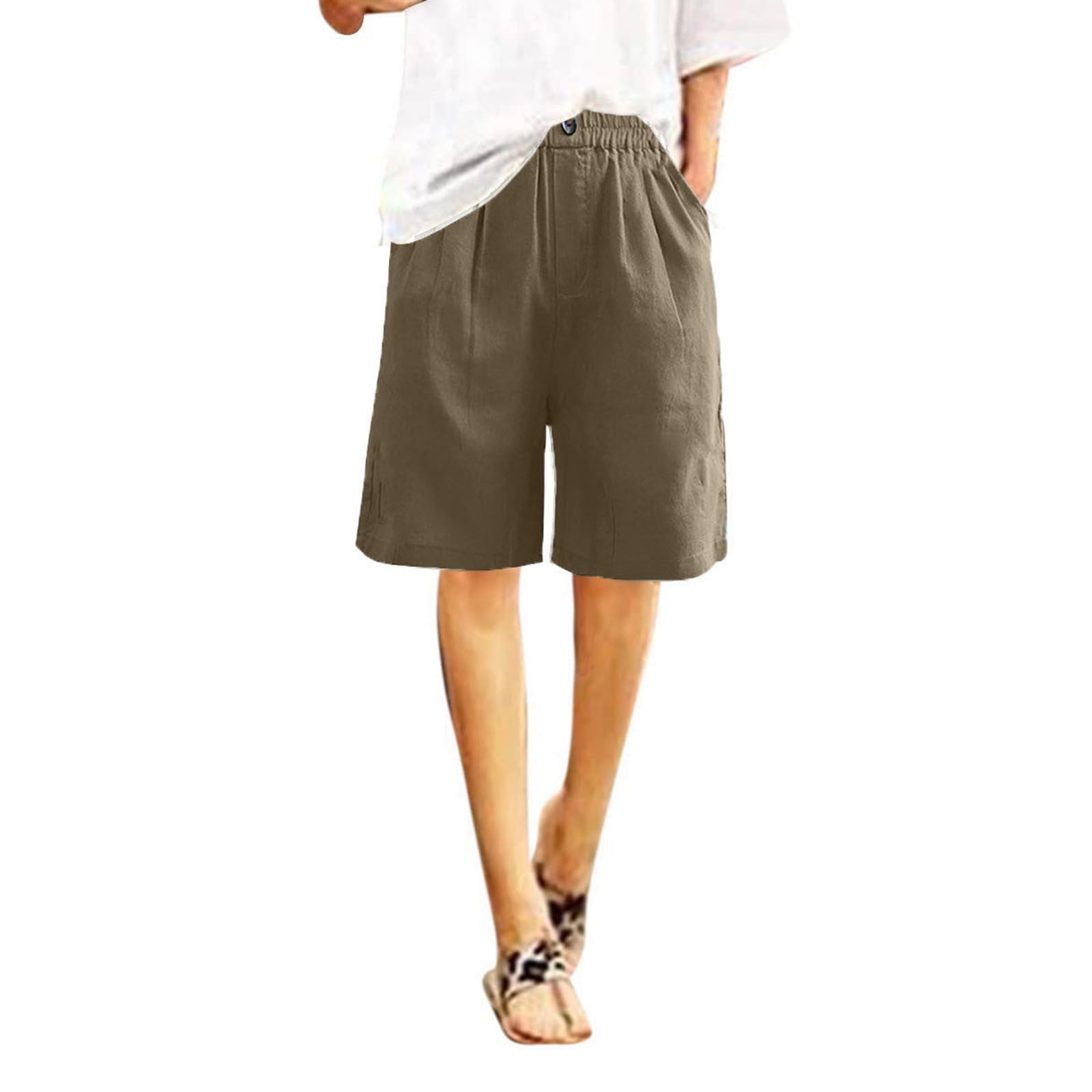 RQYYD Shorts for Women Dressy Elastic High Waisted Knee Length Shorts ...