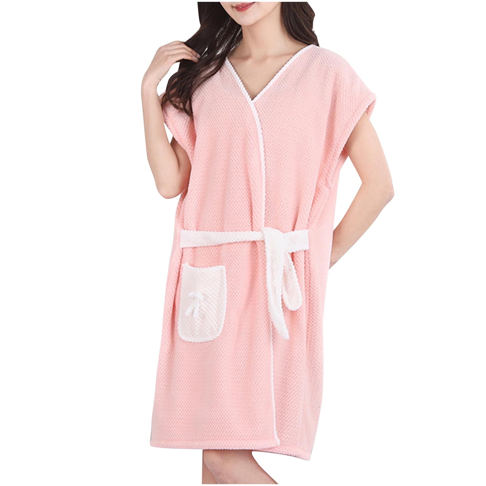 RQYYD Women's Shower Wrap Robe Terry Cloth Spa Bath Towel Wrap, Coral ...