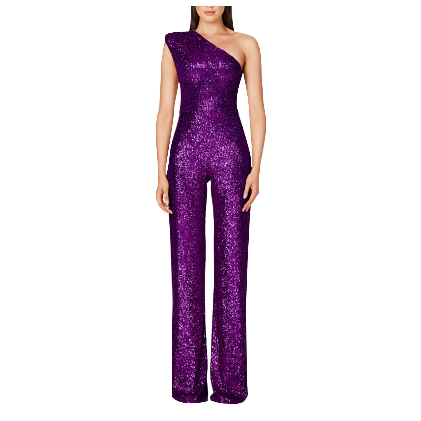RQYYD Women's Sparkly Sequin Jumpsuits Ladies Shiny Sequin Overalls ...